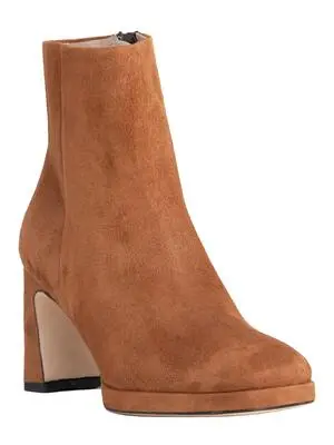 BEAUTIISOLES BY ROBYN SHREIBER Suede Block Heel Booties - Brown