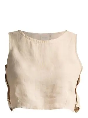 REISTOR Neutrals Boxy Crop Top In Neutral - Beige