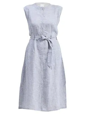 REISTOR Back Cut Out Linen Dress - Grey