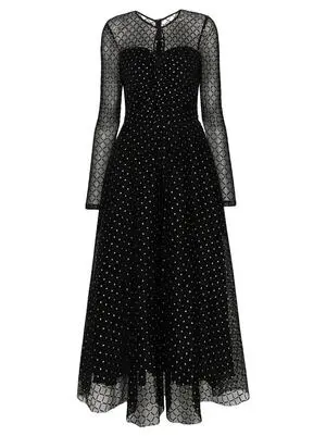 NISSA Flock Print Midi Dress