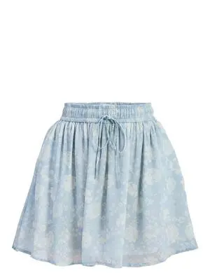 REISTOR Drawstring Short Skirt In Florals - Blue