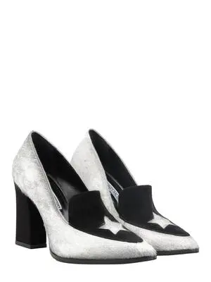 ROSAMUND MUIR LONDON Black / Silver Maria Silver Calf Hair & Black Star Loafers - Black/silver