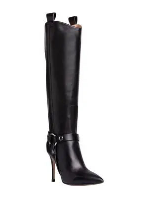 BEAUTIISOLES BY ROBYN SHREIBER Phoebe Knee-high Leather High Heel Boots - Black