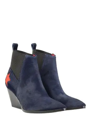 ROSAMUND MUIR LONDON Felixa Navy Calf Hair With Red Star Ankle Boots - Blue