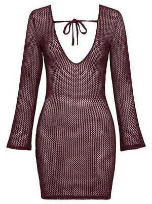 MONTCE Maroon Crochet Sophia Dress - Red