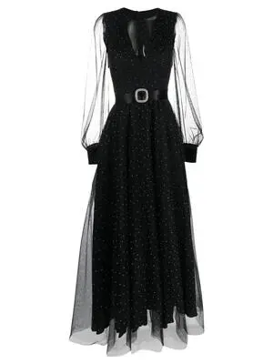 NISSA Crystal-embellished Tulle Dress