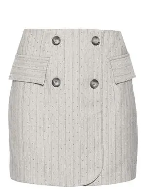 NISSA Crystal-embellished Mini Skirt - Grey