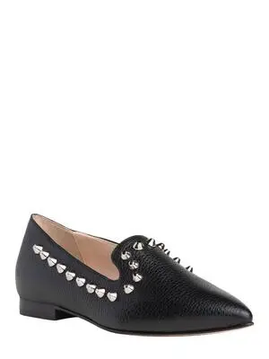 BEAUTIISOLES BY ROBYN SHREIBER Celeste Leather Oxford Loafer With Studs - Black