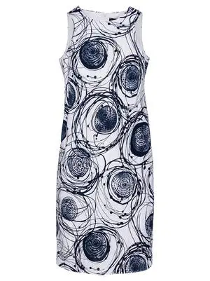 CONQUISTA Print Sleeveless Sack Dress In Navy - Blue