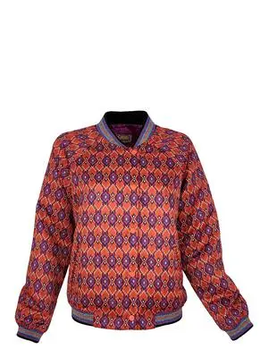 LALIPOP DESIGN Graphic Pattern Satin Bomber Jacket - Red