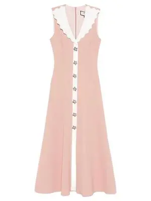 NISSA Rose-detail Midi Dress Pink