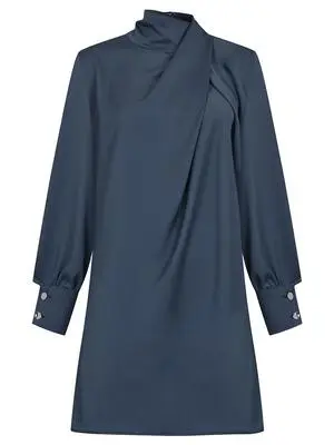 MAVLO Draped Satin Mini Dress - Blue