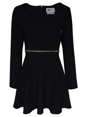 2KSTYLE Archie Chain-embellished Skater Mini Dress - Black