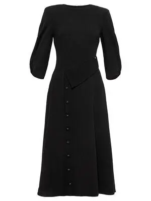 NISSA Button-detail Midi Dress - Black