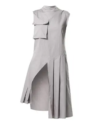 METAMORPHOZA Sleeveless Pleated Tunic With Front Pocket - Grey