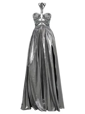 MODA GLAM Siren Metallic Cutout Gown- Gunmetal - Silver