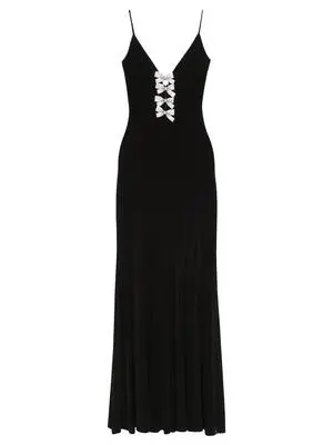 NISSA Bow-detail Jersey Maxi Dress - Black
