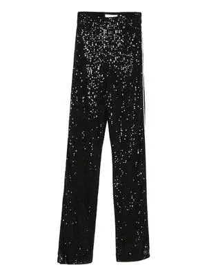 NISSA Sequined Straight Pants - Black
