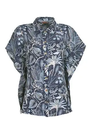 LALIPOP DESIGN Handkerchief Hem Short Sleeve Shirt - Blue