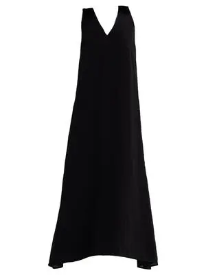 REISTOR Sleeveless Maxi Crepe Dress With Criss-cross Detail - Black