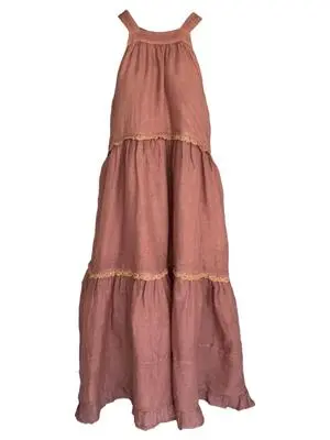 Haris Cotton Linen Gauze Strapped Maxi Dress - Brown