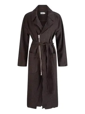 DREF Ionian Belted Felt Coat Chocolate - Brown