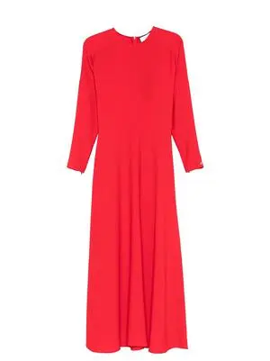 NISSA A-line Crepe Mid Dress - Red