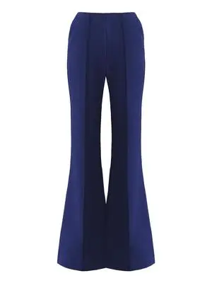 SOLGO ATELIER Jessica Fit And Flare Crepe Trousers With Pintuck Detail - Blue
