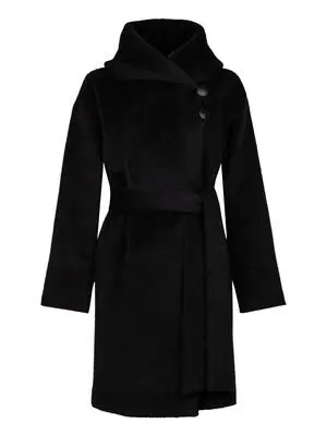 GINTA Alpaca & Wool-blend Hooded Coat - Black