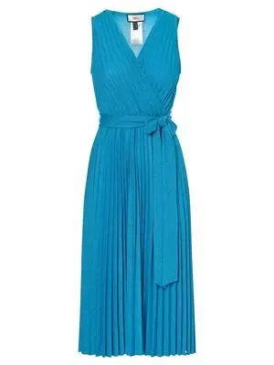 NISSA Lurex Thread Viscose Dress Aqua - Blue
