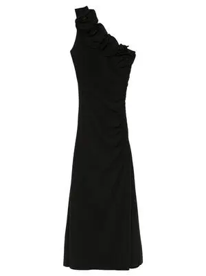 NISSA Floral-detail Midi Dress Black