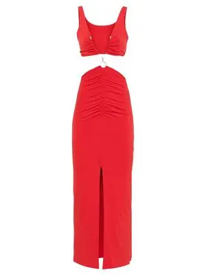 NISSA Cut-out Jersey Midi Dress - Red