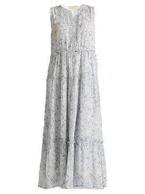 REISTOR Perfect Resort Maxi Crepe Dress In Florals - Blue
