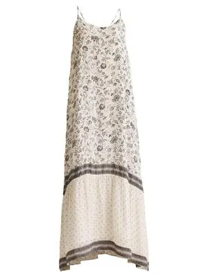 REISTOR Flowy Maxi Crepe Dress In Florals - Black
