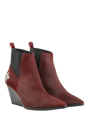 ROSAMUND MUIR LONDON Felixa Burgundy Calf Hair With Silver Star Ankle Boots - Red