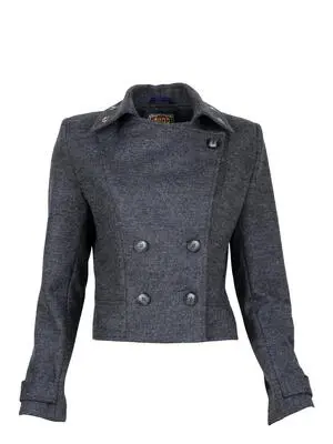 LALIPOP DESIGN Medium Wool Blend Colorful Eyelet Short Coat - Grey