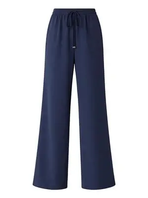 EXQUISE Regular Fit Drawstring Wide Leg Aura Trousers Navy - Blue