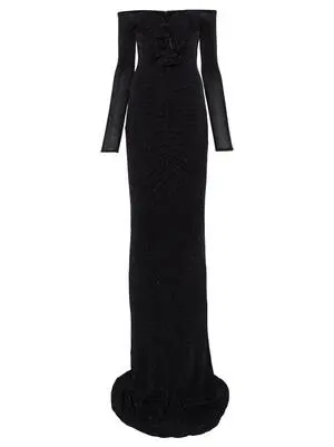 NISSA Floral-detail Ruched Maxi Dress