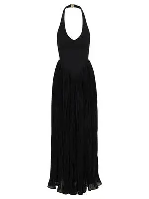 DELFI COLLECTIVE Rowena Halterneck Maxi Dress With Pleated Chiffon Skirt - Black