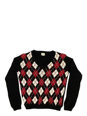 Pink Haley Nancy Argyle Knit Sweater - Black