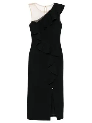 NISSA Ruffled Midi Dress - Black