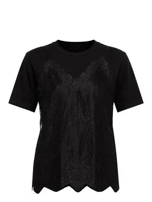 NISSA Lace-panel Top - Black