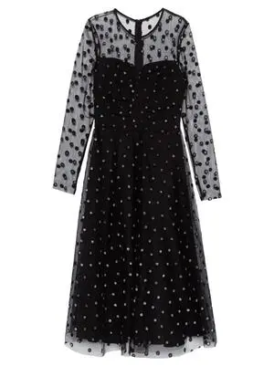 NISSA Polka-dot Glitter-embellished Tulle Dress