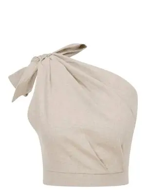 THISISU COLLECTION Neutrals Sandy Crop Top Natural - Beige