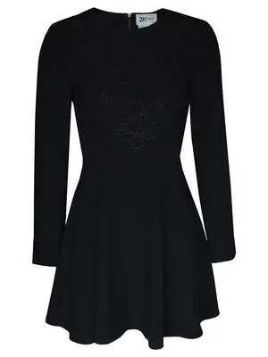 2KSTYLE Alma Hand-embellished Skater Mini Dress - Black