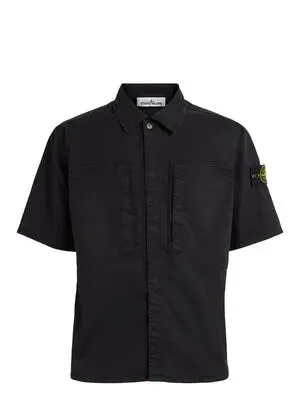 Stone Island Stretch-cotton Short-sleeve Shirt - Black