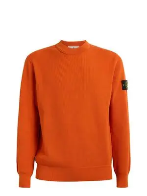 Stone Island Ribbed Compass Patch Sweatshirt - Orange