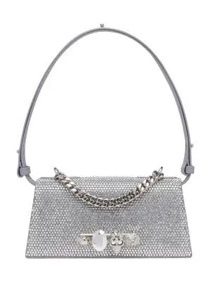 Alexander McQueen Leather Jewelled Shoulder Bag - Silver