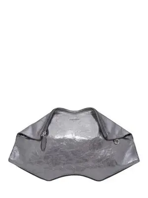 Alexander McQueen Cracked Metallic Leather Manta Pouch - Silver