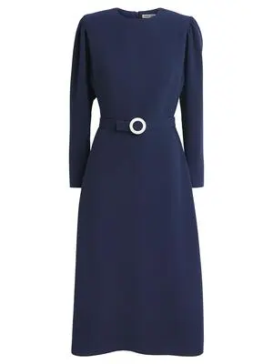 EDELINE LEE Belted A-line Midi Dress - Navy